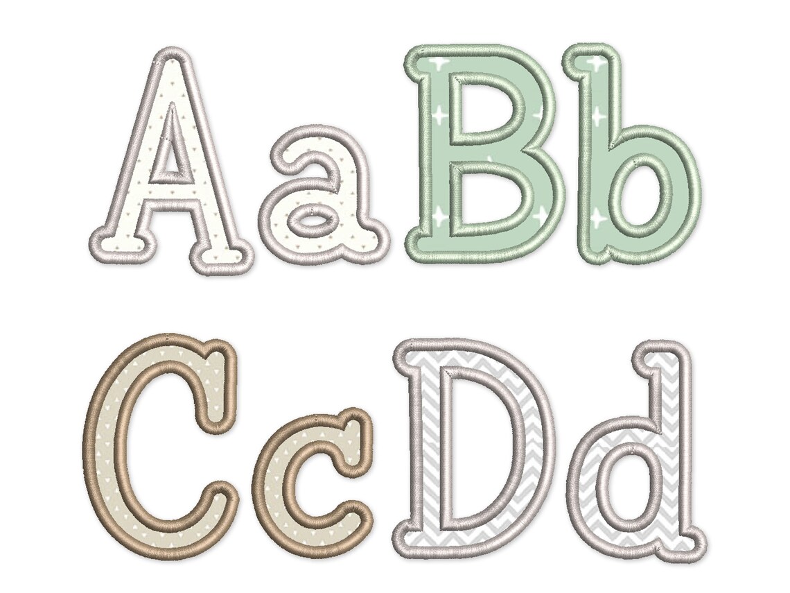 Satin Applique Font Machine Embroidery Alphabet 4 Sizes: 2", 3", 4", 5 ...