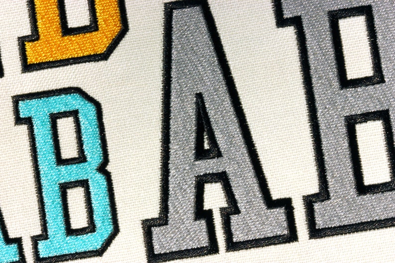 Narrow College Font With Outline Machine Filled Embroidery - Etsy