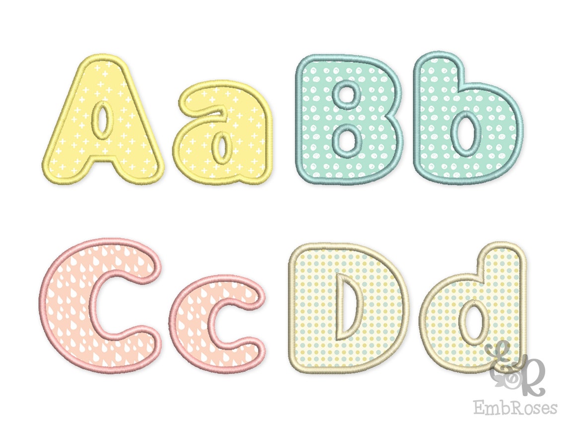 Satin Applique Font Machine Embroidery Alphabet 4 Sizes: - Etsy