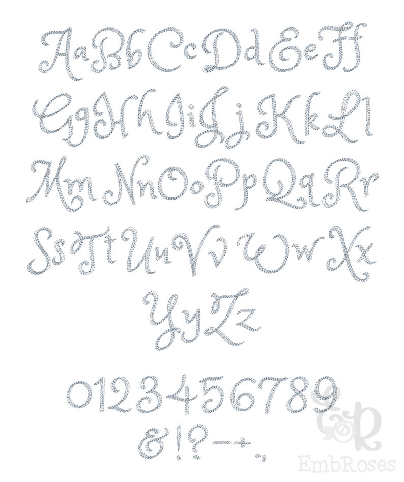 Script Embroidery Font for Machine Embroidery Alphabet 4 Sizes: 1