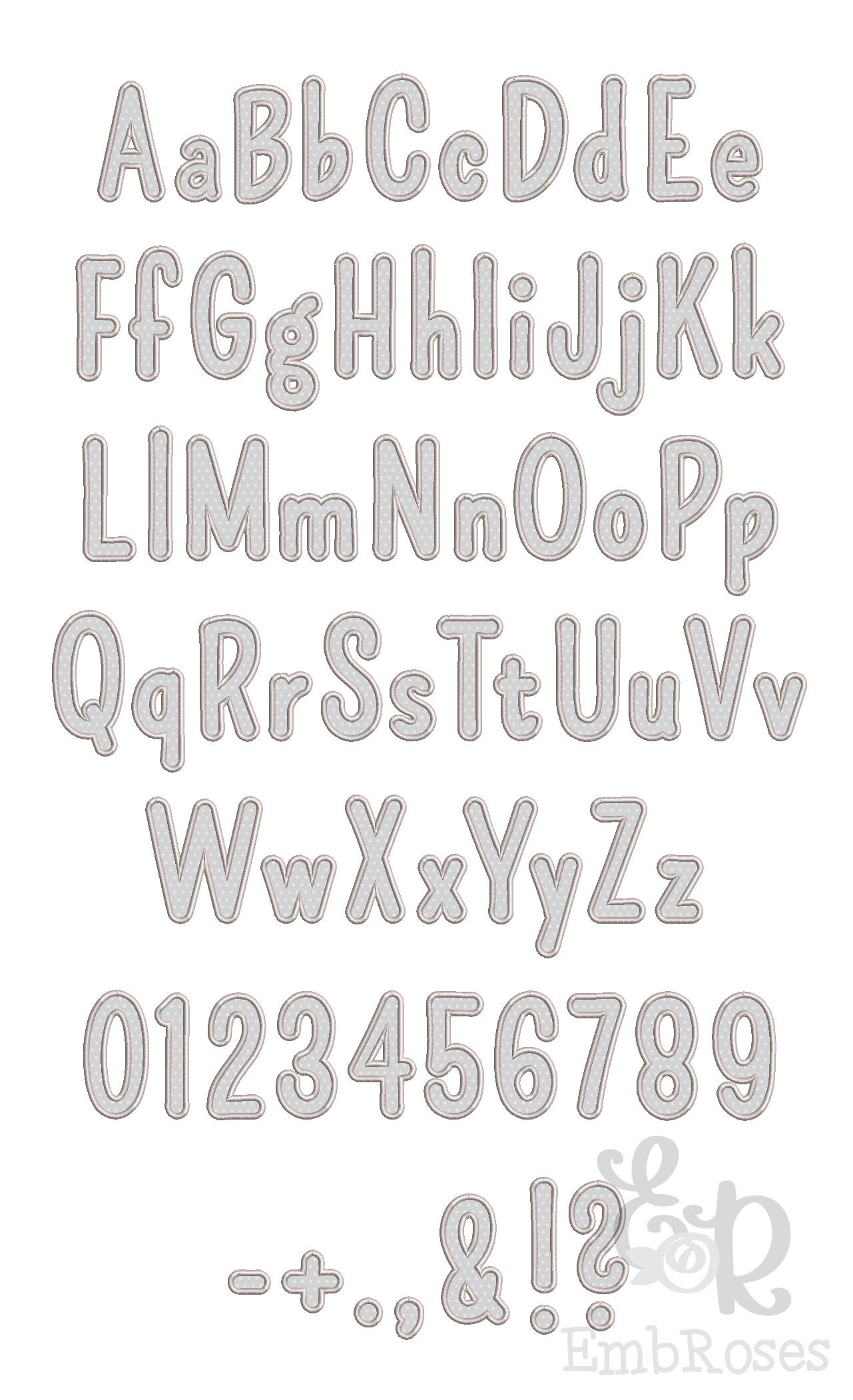 Applique Font for Machine Embroidery Wide Satin Alphabet 2", 3", 4", 5 ...