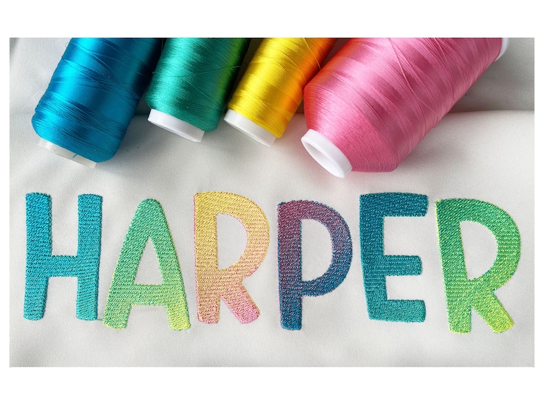 Gradient Font for Machine Embroidery ORDINARY THREADS Required Ombre ...
