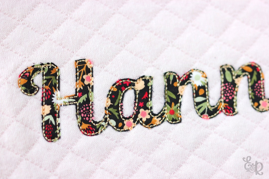 Raggy Applique Font for Machine Embroidery Free Edge Narrow Script ...