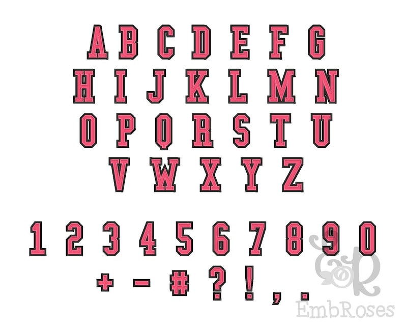 Narrow Double Applique College Font Machine Embroidery Sport - Etsy