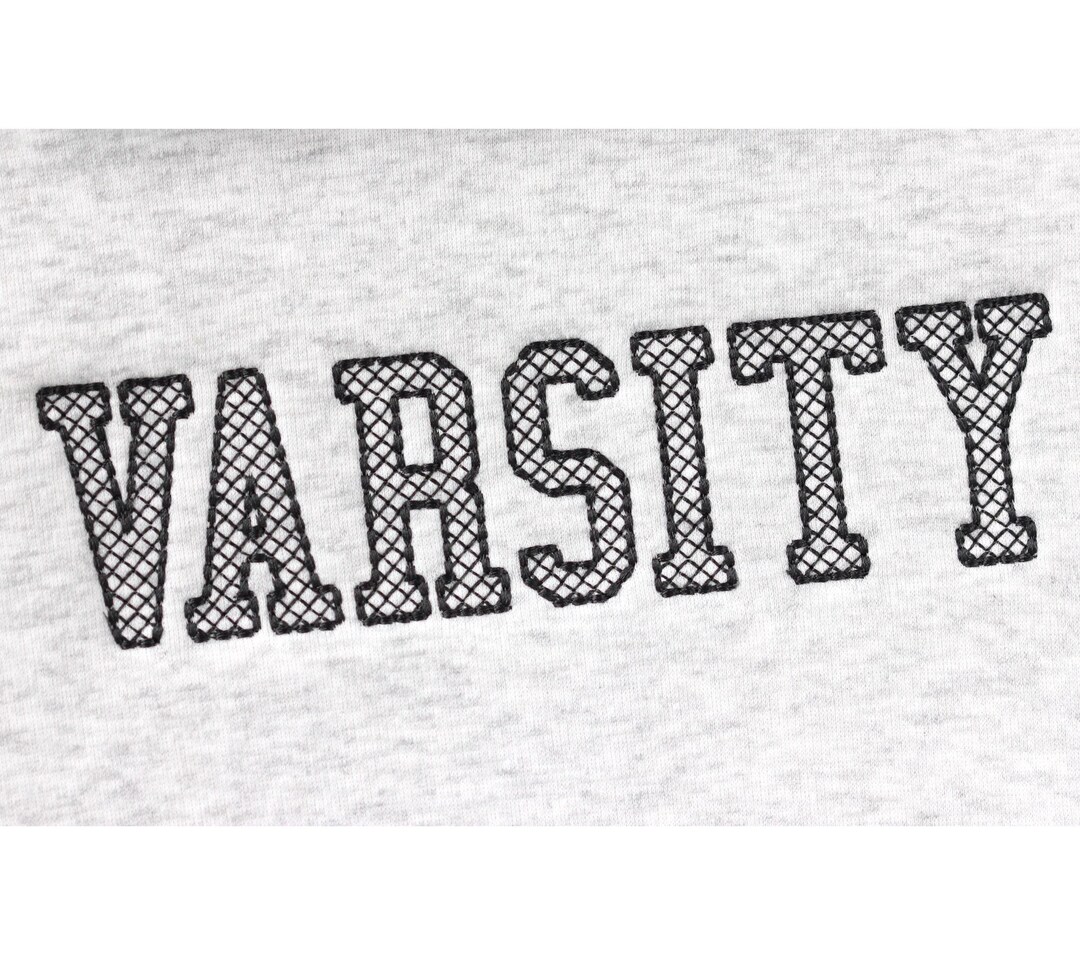 Narrow College Motif Font for Machine Embroidery Weightless Alphabet 5 ...