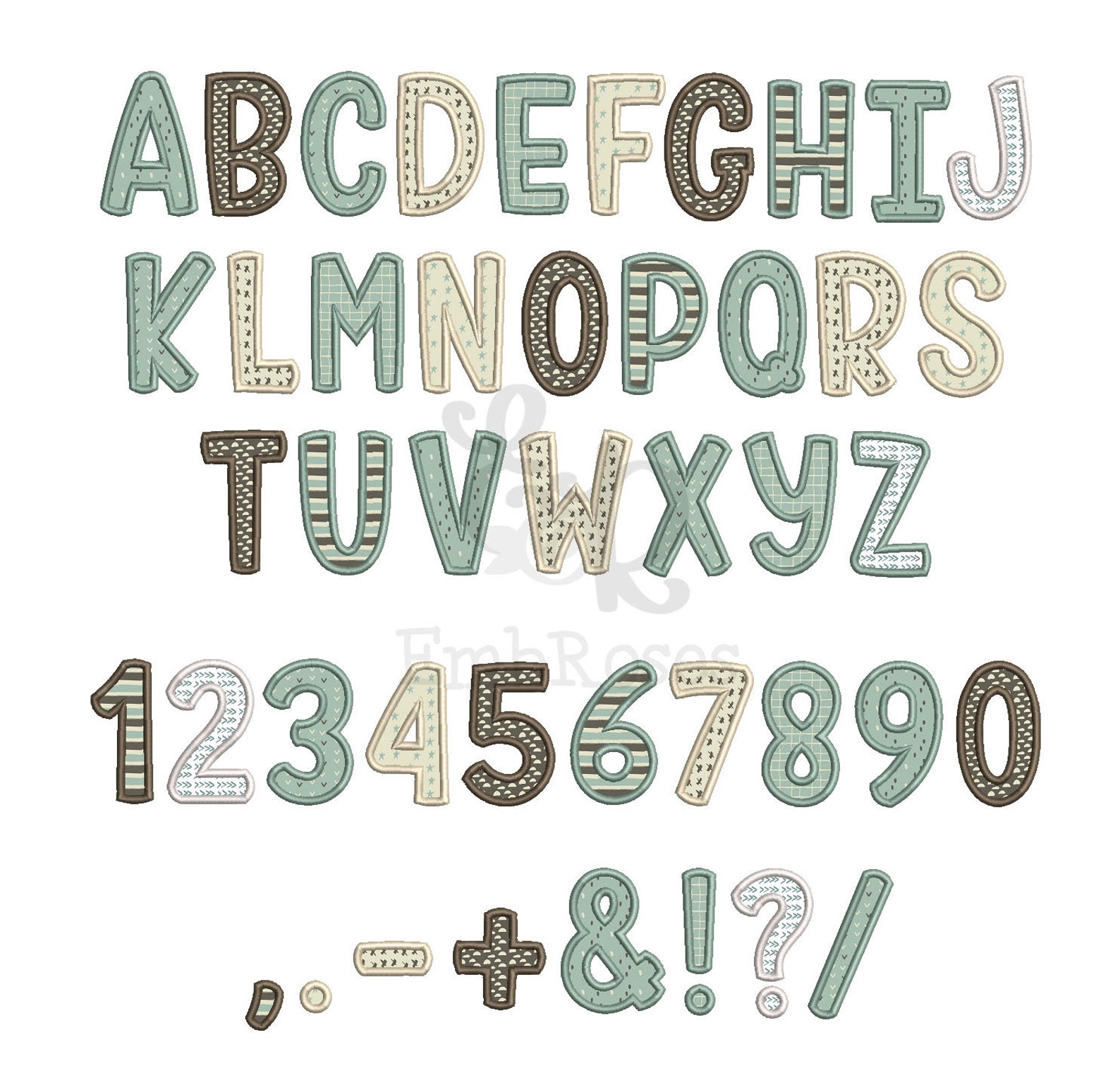 Applique Font for Machine Embroidery Alphabet 2 - Etsy