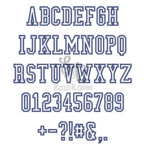 College Satin Outline ESA Font Machine Embroidery Alphabet - Etsy