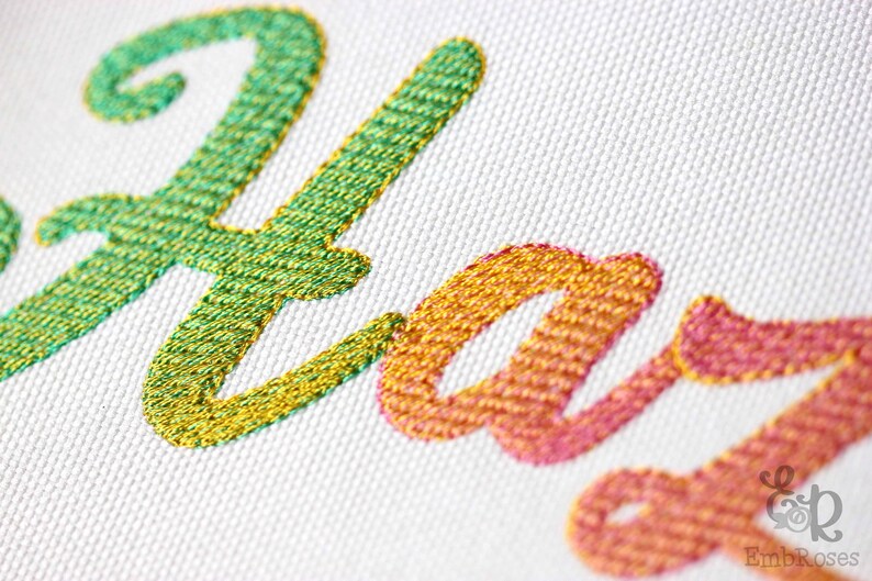 Gradient Font for Machine Embroidery ORDINARY THREADS Required Ombre ...