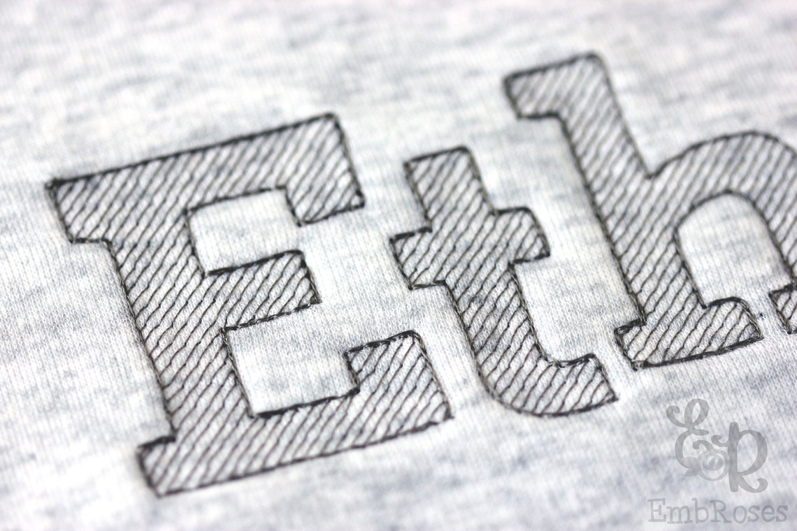 Sketch Font for Machine Embroidery Weightless Alphabet 7 - Etsy