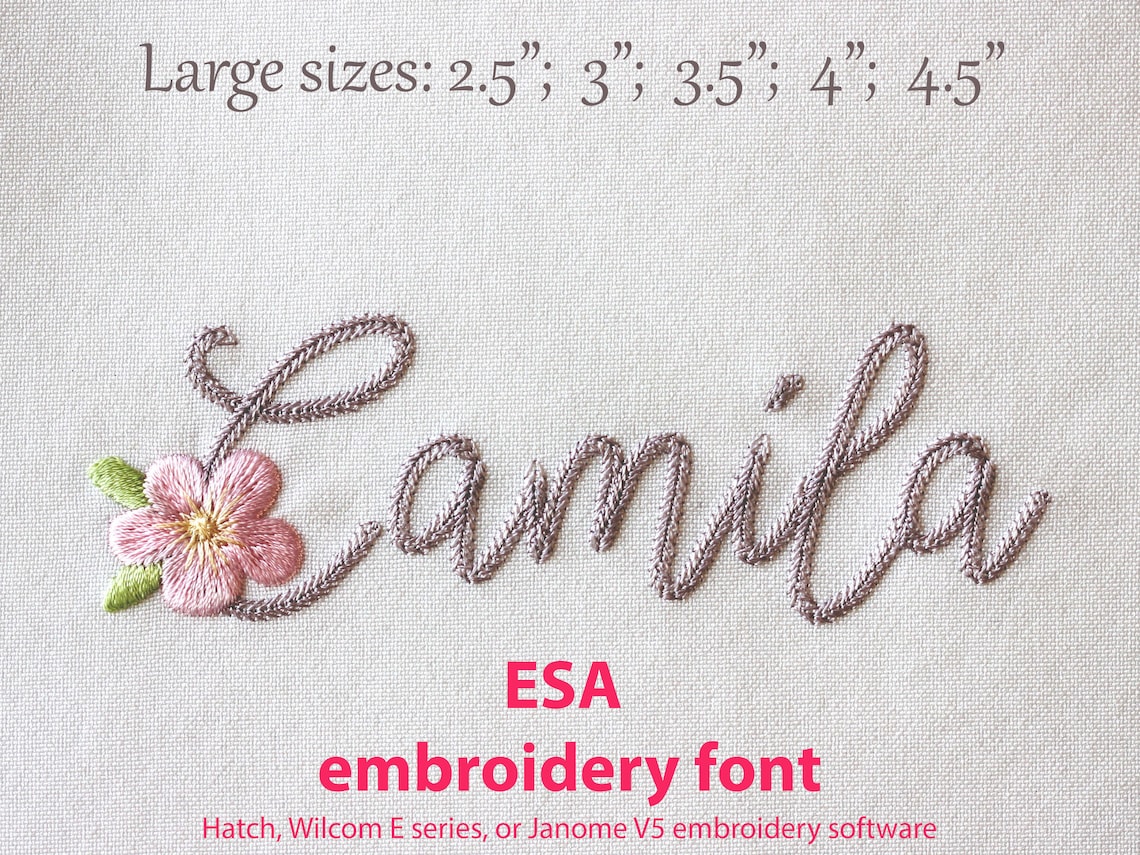 ESA Font Script Embroidery Font for Hatch, Wilcom, Janome V.5 Only ...