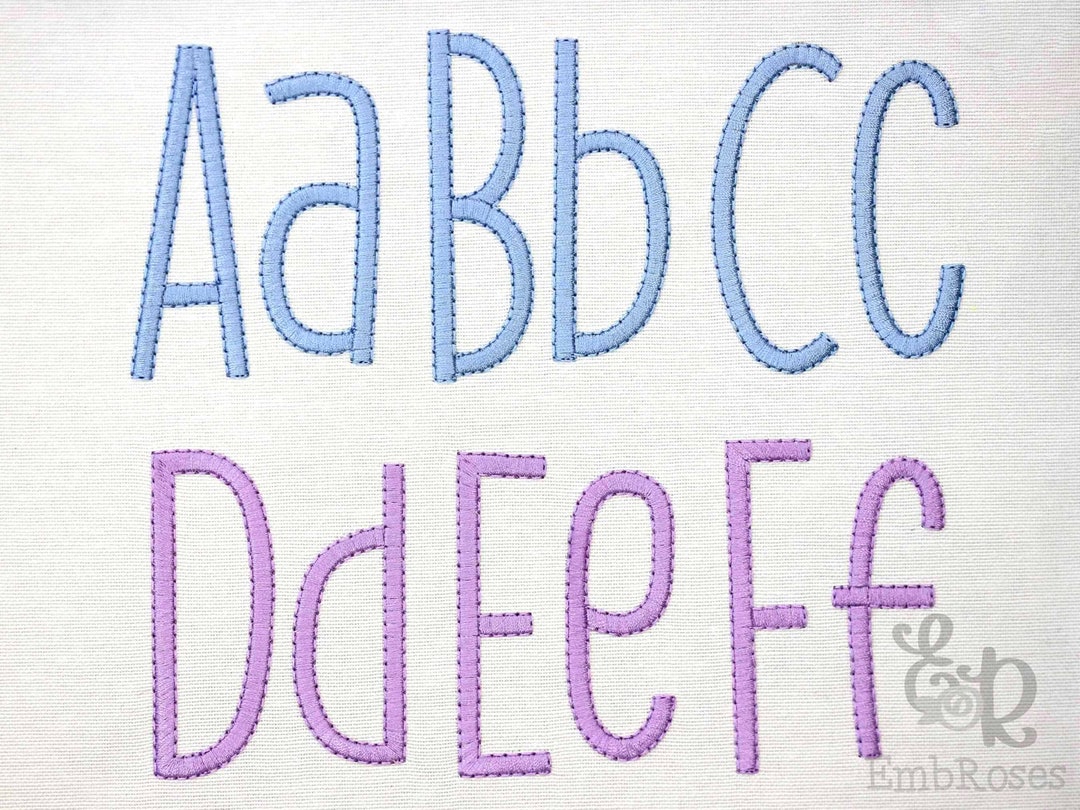 Narrow Satin Font With Outline Machine Embroidery Alphabet 6 Sizes: 1.5 ...