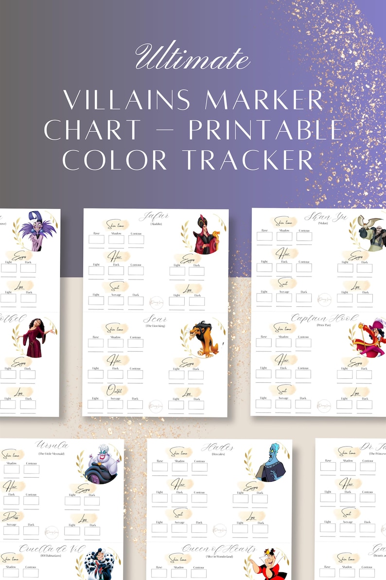 Villains Marker Chart – Printable Color Tracker (A4, 2 per Page) - Etsy