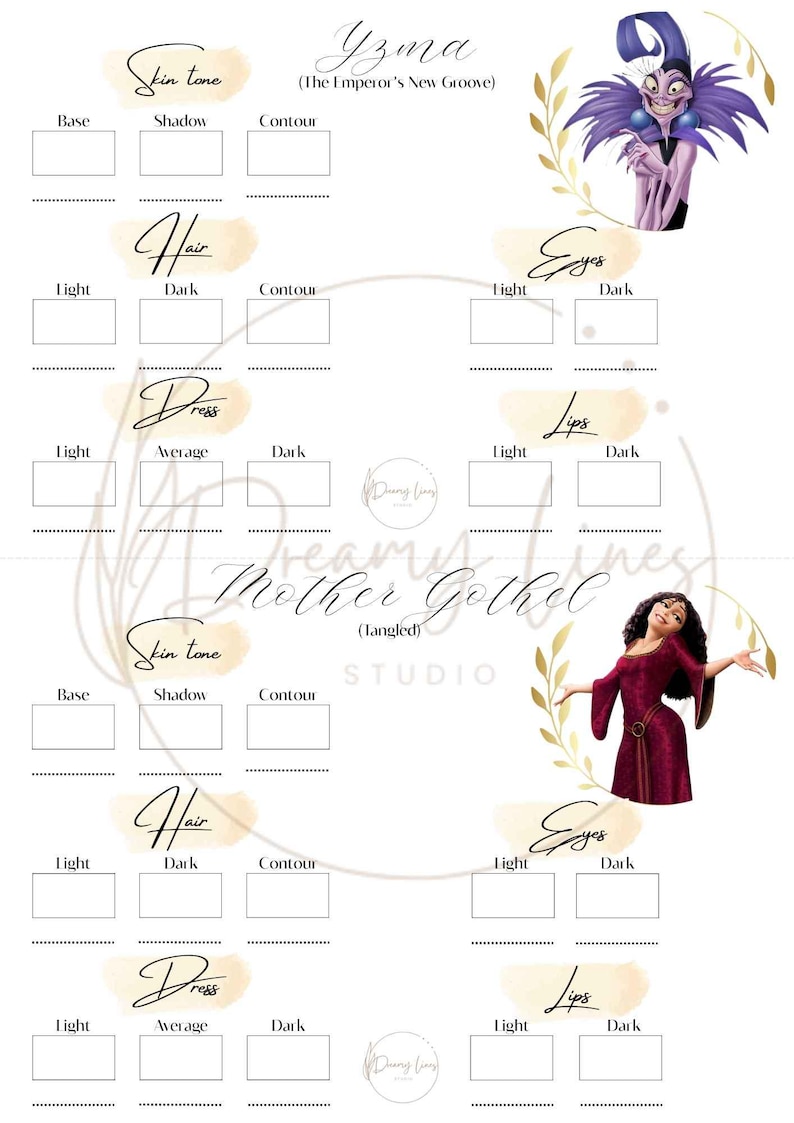 Villains Marker Chart – Printable Color Tracker (A4, 2 per Page) - Etsy