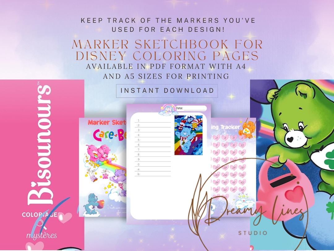 Care Bears Coloring Book Marker Tracker: A4/A5 Printable (digital ...