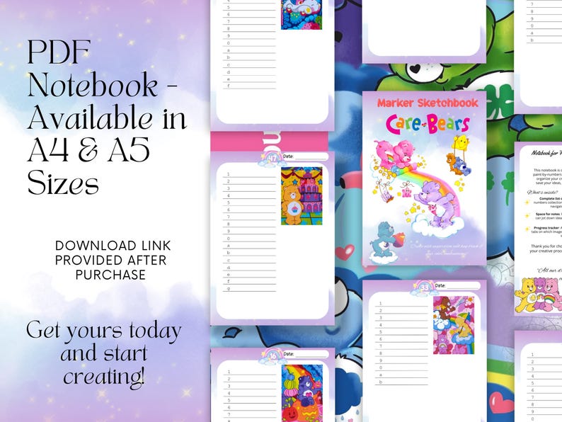 Care Bears Coloring Book Marker Tracker: A4/A5 Printable (digital ...