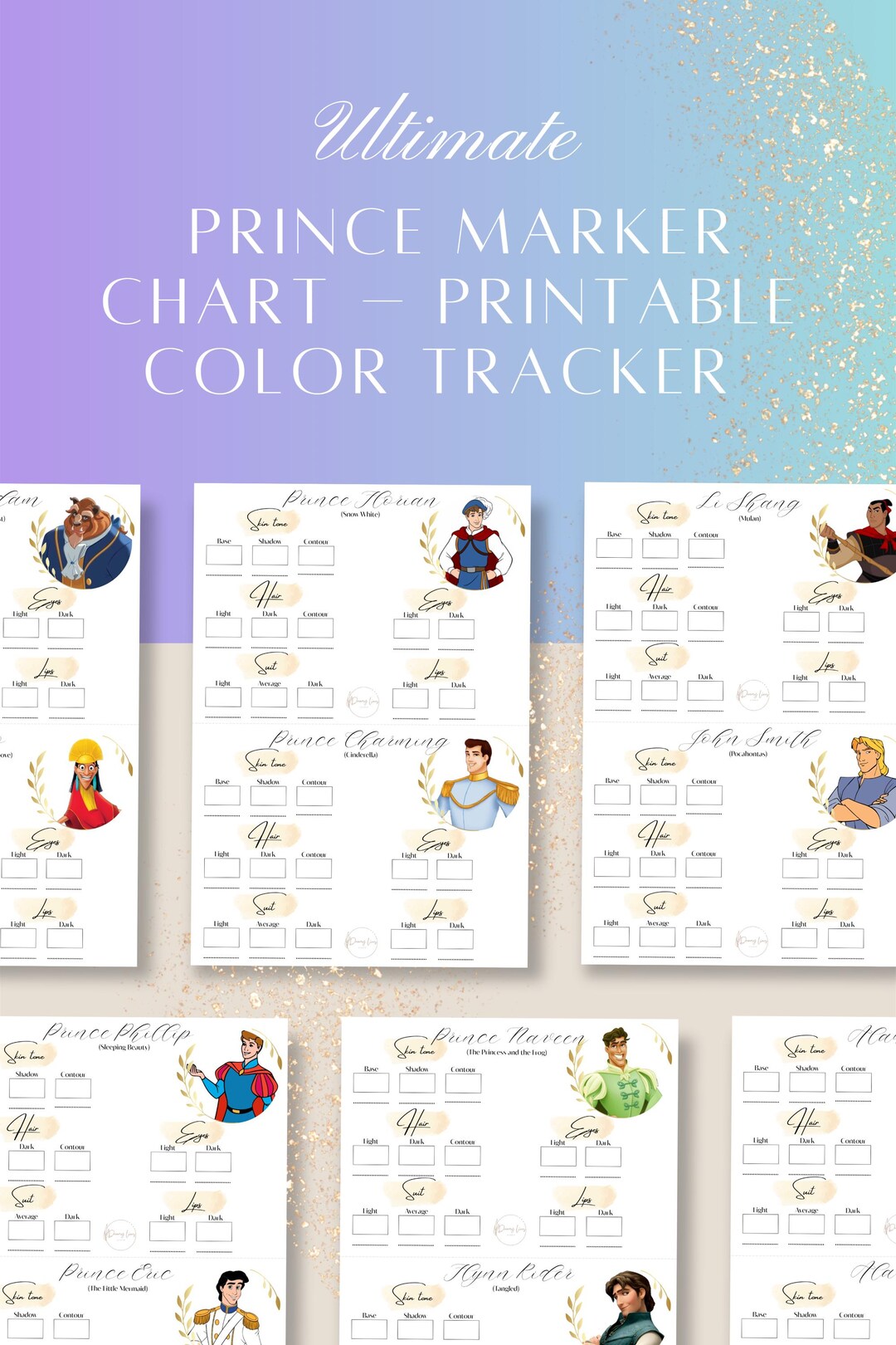 Princess Marker Chart – Printable Color Tracker (A4, 2 per Page) - Etsy