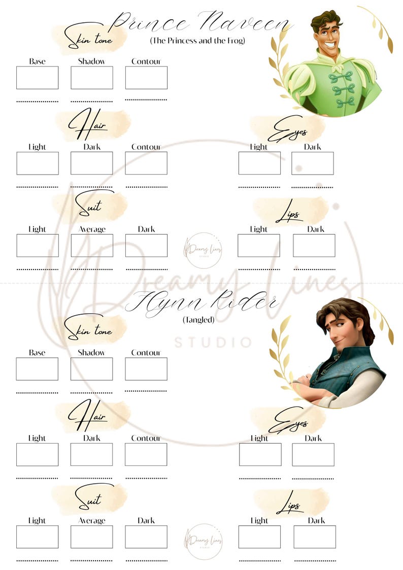 Princess Marker Chart – Printable Color Tracker (A4, 2 per Page) - Etsy