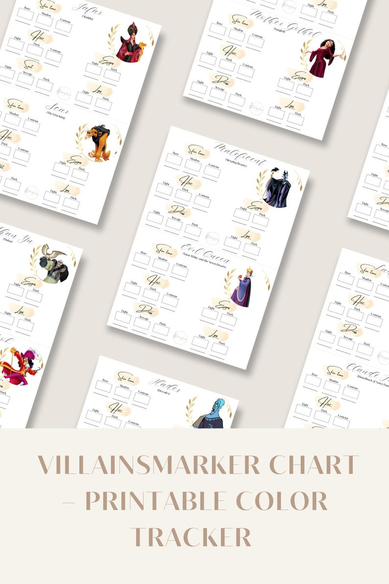 Villains Marker Chart – Printable Color Tracker (A4, 2 per Page) - Etsy