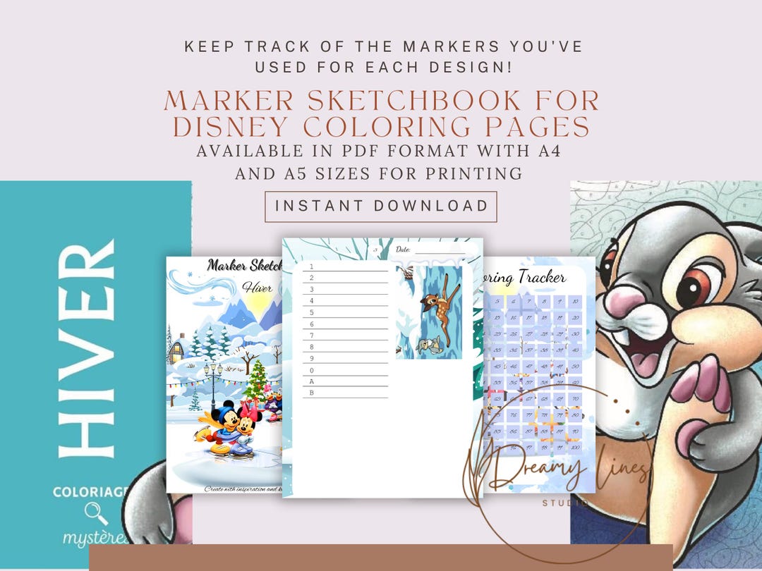Hiver Coloring Book Marker Tracker: A4/A5 Printable (digital Download ...