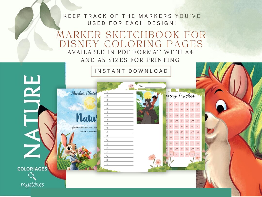 Disney Coloring Book Marker Tracker | A4, A5 Sizes (digital Download ...