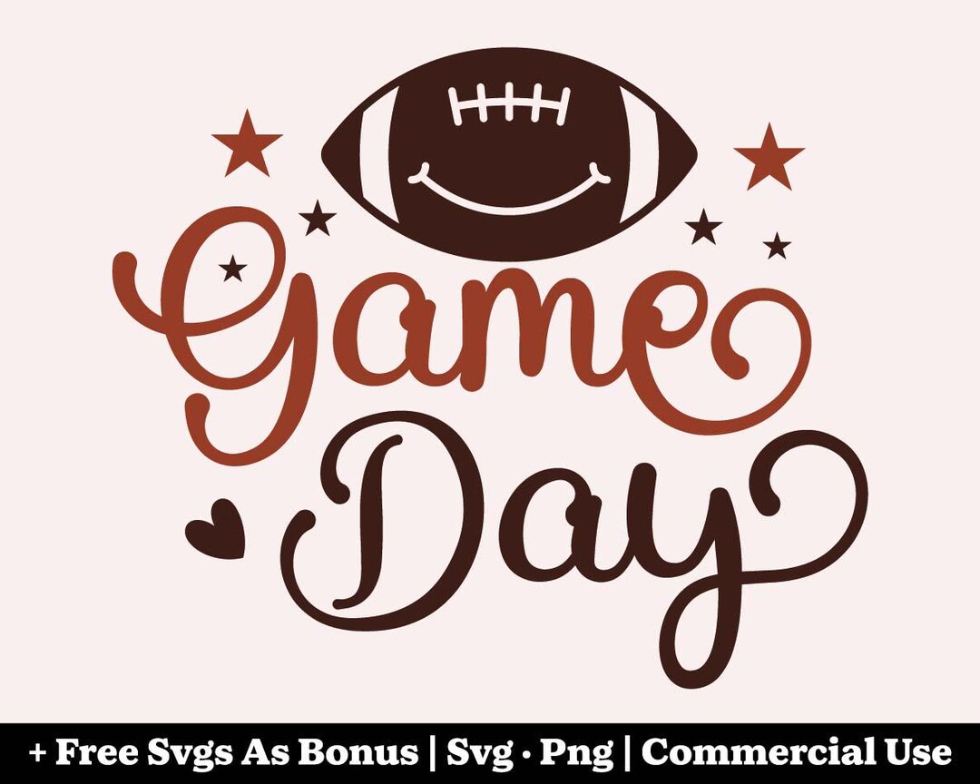 Game Day Football Png File, Sports Script Digital, Groovy Season Cut ...