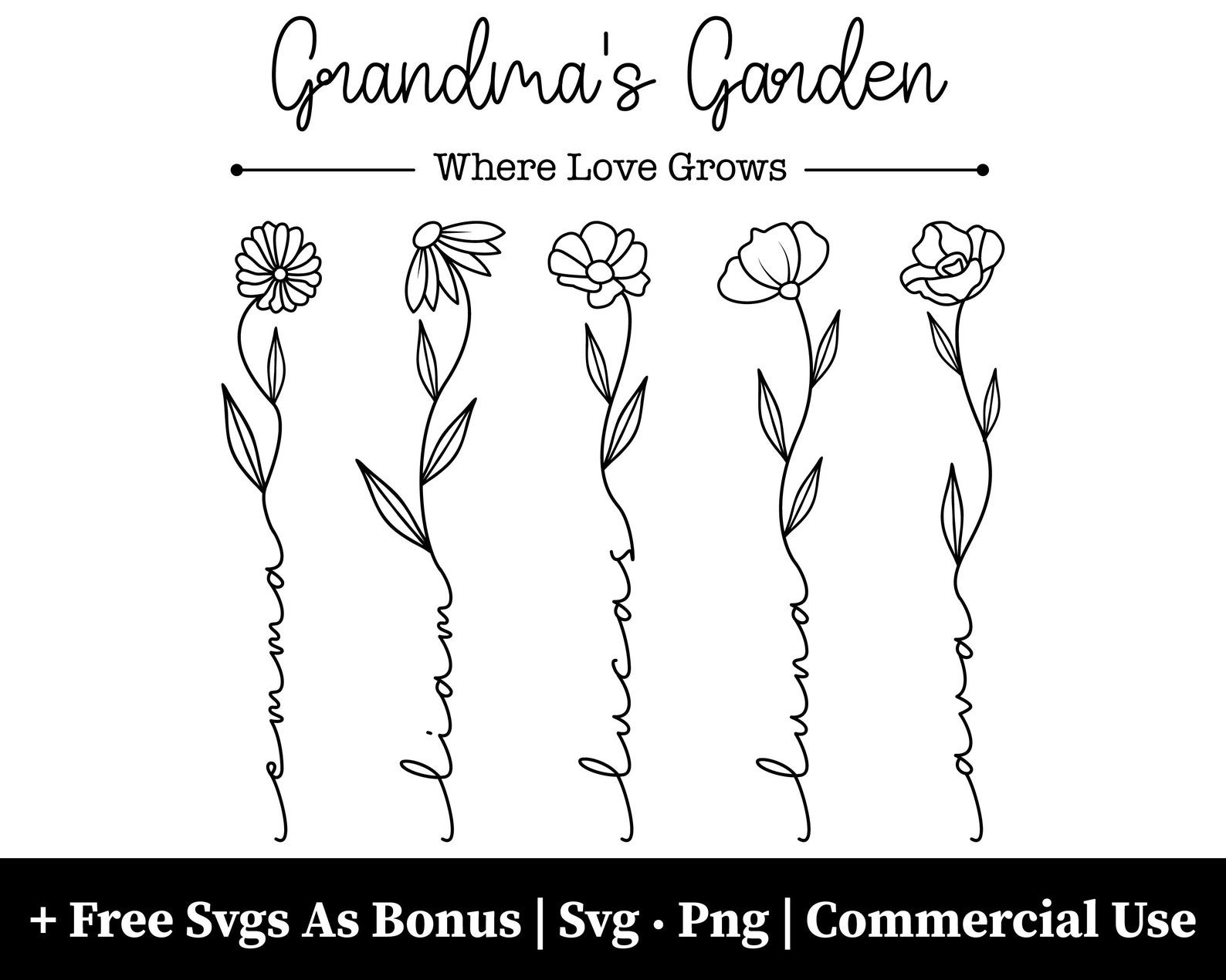 Grandmas Garden Where Love Grows Svg, Png Files, Gift for Grandmother ...