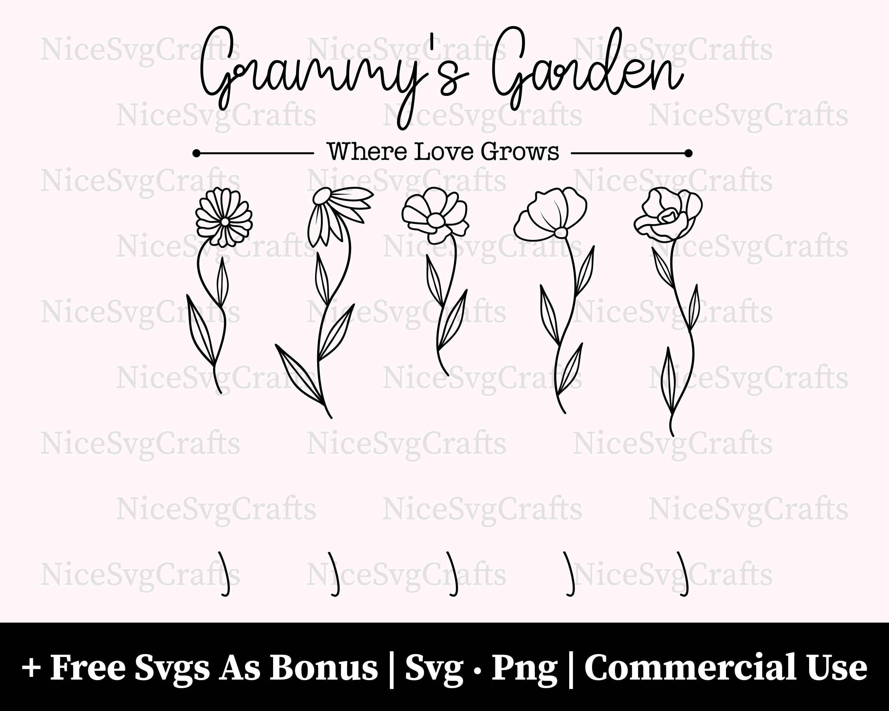Grammys Garden Where Love Grows Svg, Png Files, Gift for Grandmother ...
