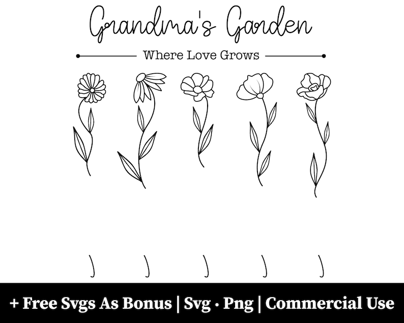 Grandmas Garden Where Love Grows Svg, Png Files, Gift for Grandmother ...