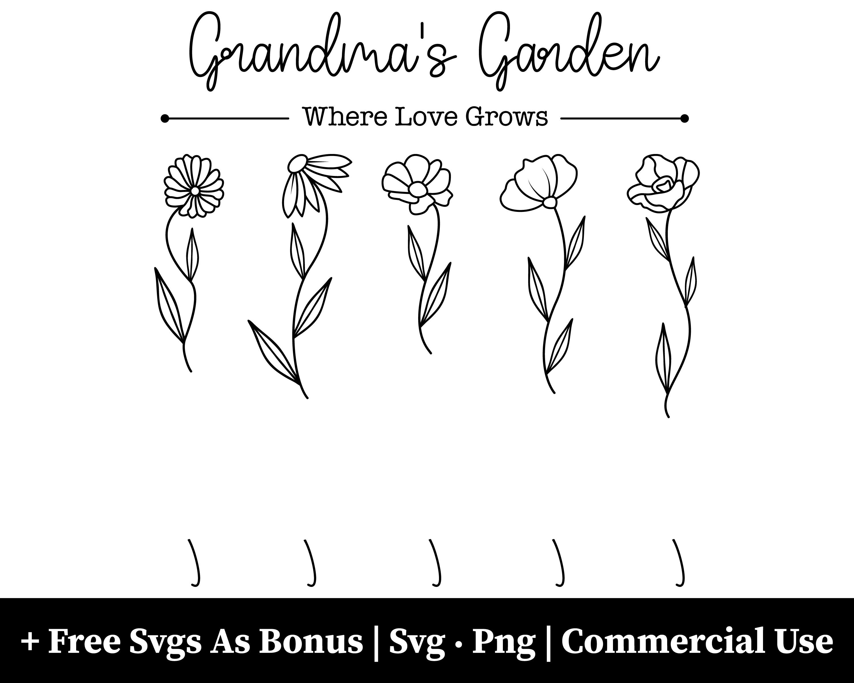 Grandmas Garden Where Love Grows Svg, Png Files, Gift for Grandmother ...