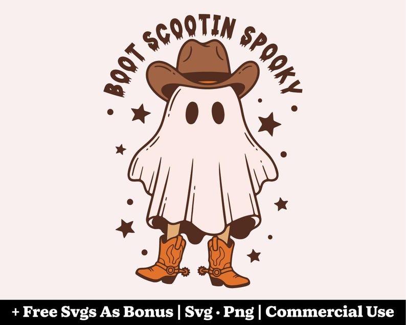 Boot Scootin Spooky Svg Png, Halloween Svg, Cowboy Ghost Svg, Western ...