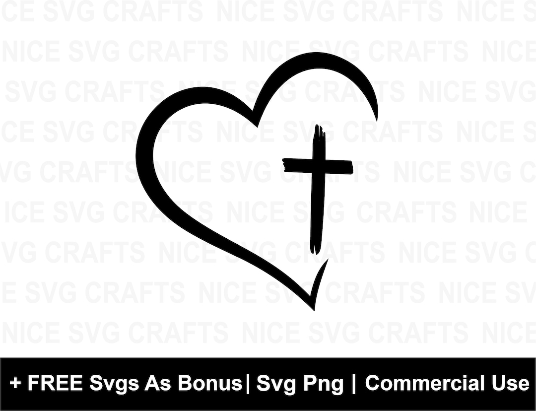 Jesus Heart Cross SVG File, Religious SVG, Heart Cross, Christian ...