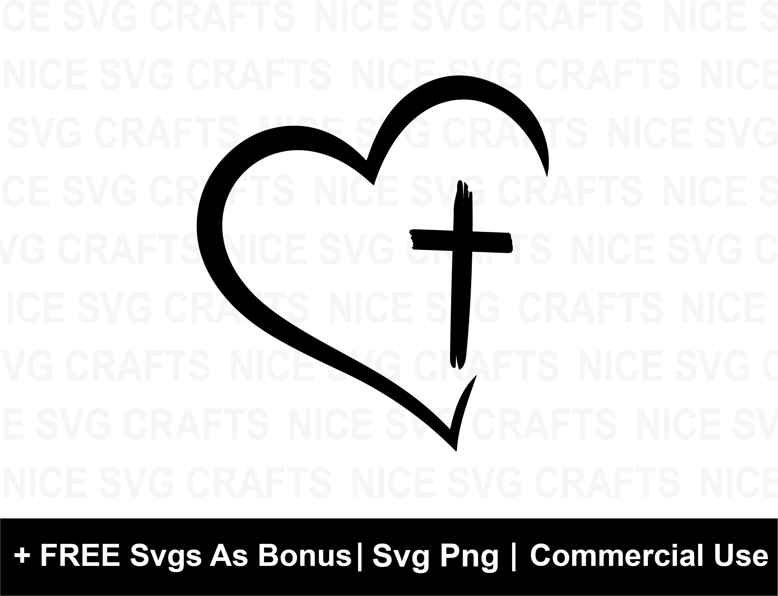 Jesus Heart Cross SVG File, Religious SVG, Heart Cross, Christian ...