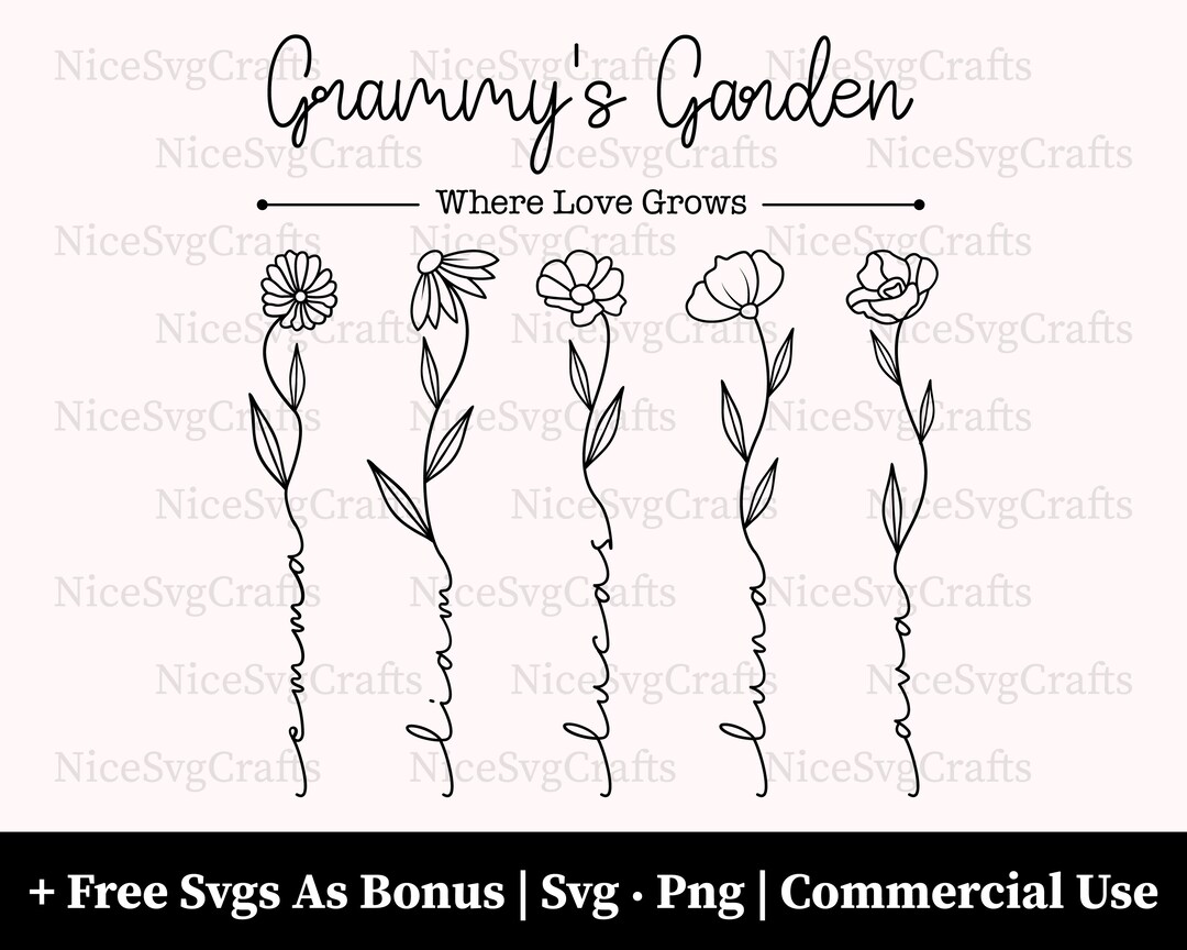 Grammys Garden Where Love Grows Svg, Png Files, Gift for Grandmother ...