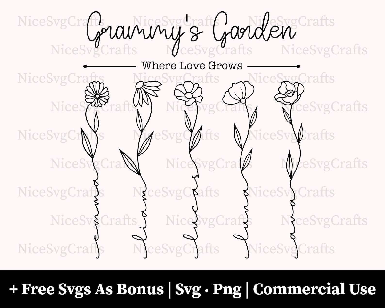 Grammys Garden Where Love Grows Svg, Png Files, Gift for Grandmother ...