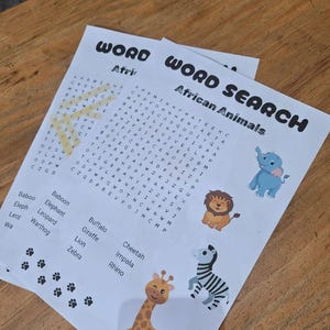 Kids Activity Pages (african Wildlife) - Etsy