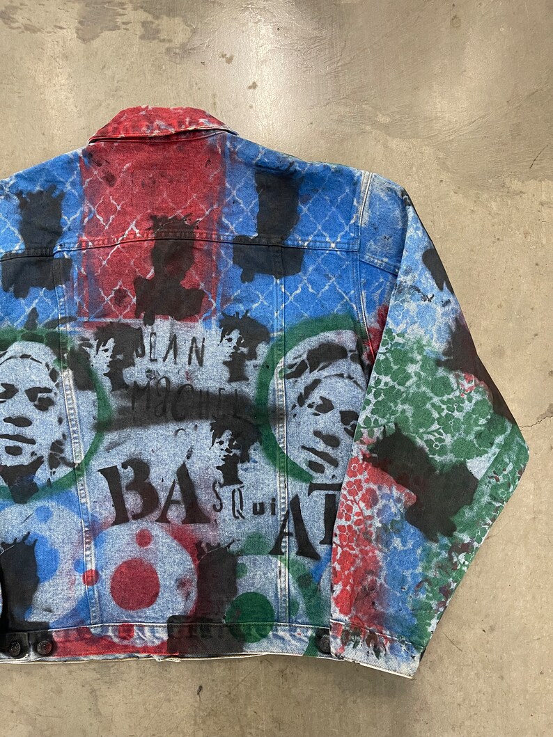 Bluesin's "meanings of Many" Basquiat Painted Denim Jacket - Etsy