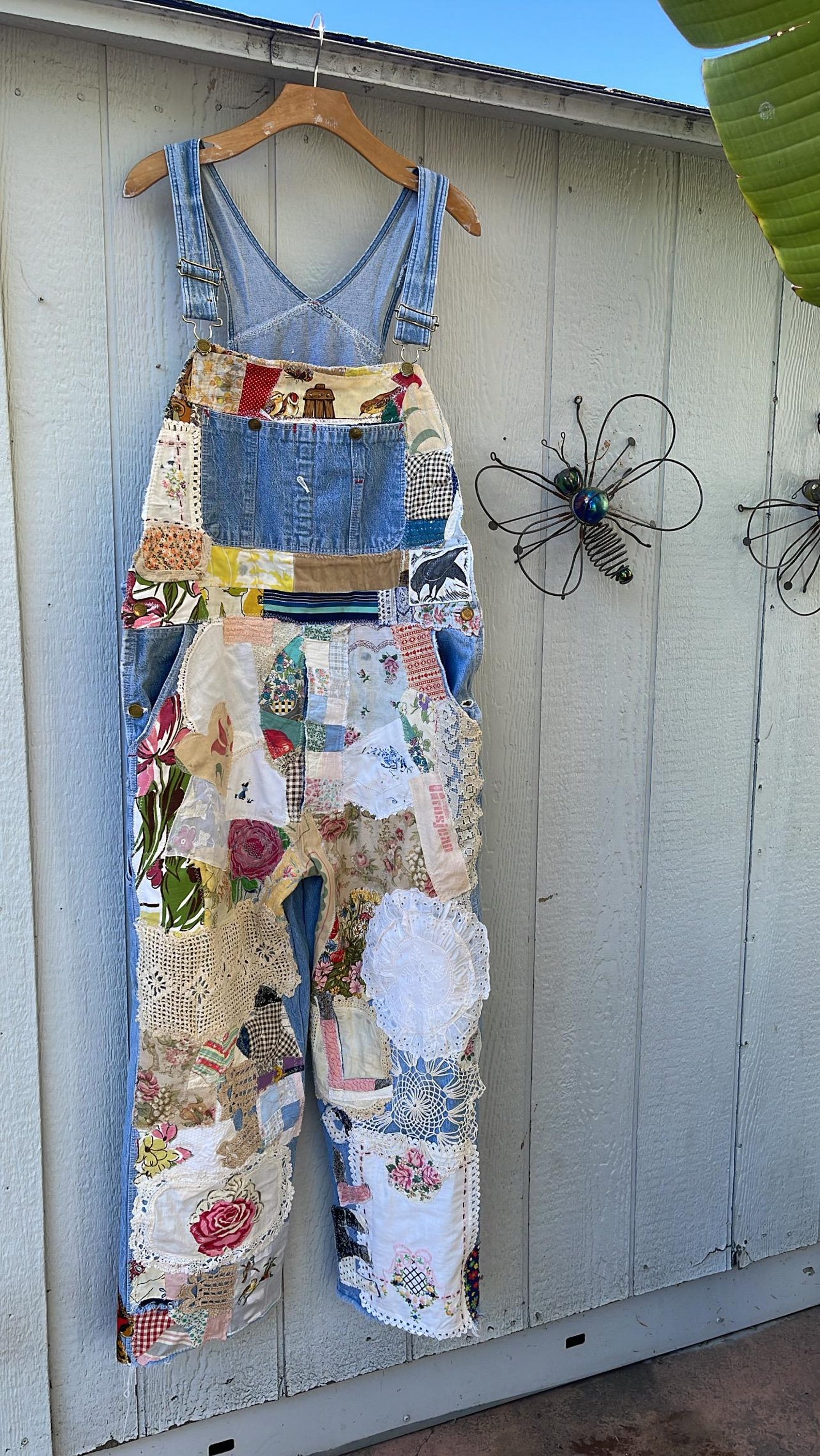 Bluesin’s “portraits of Love” Patchwork Reworked Denim Overalls - Etsy