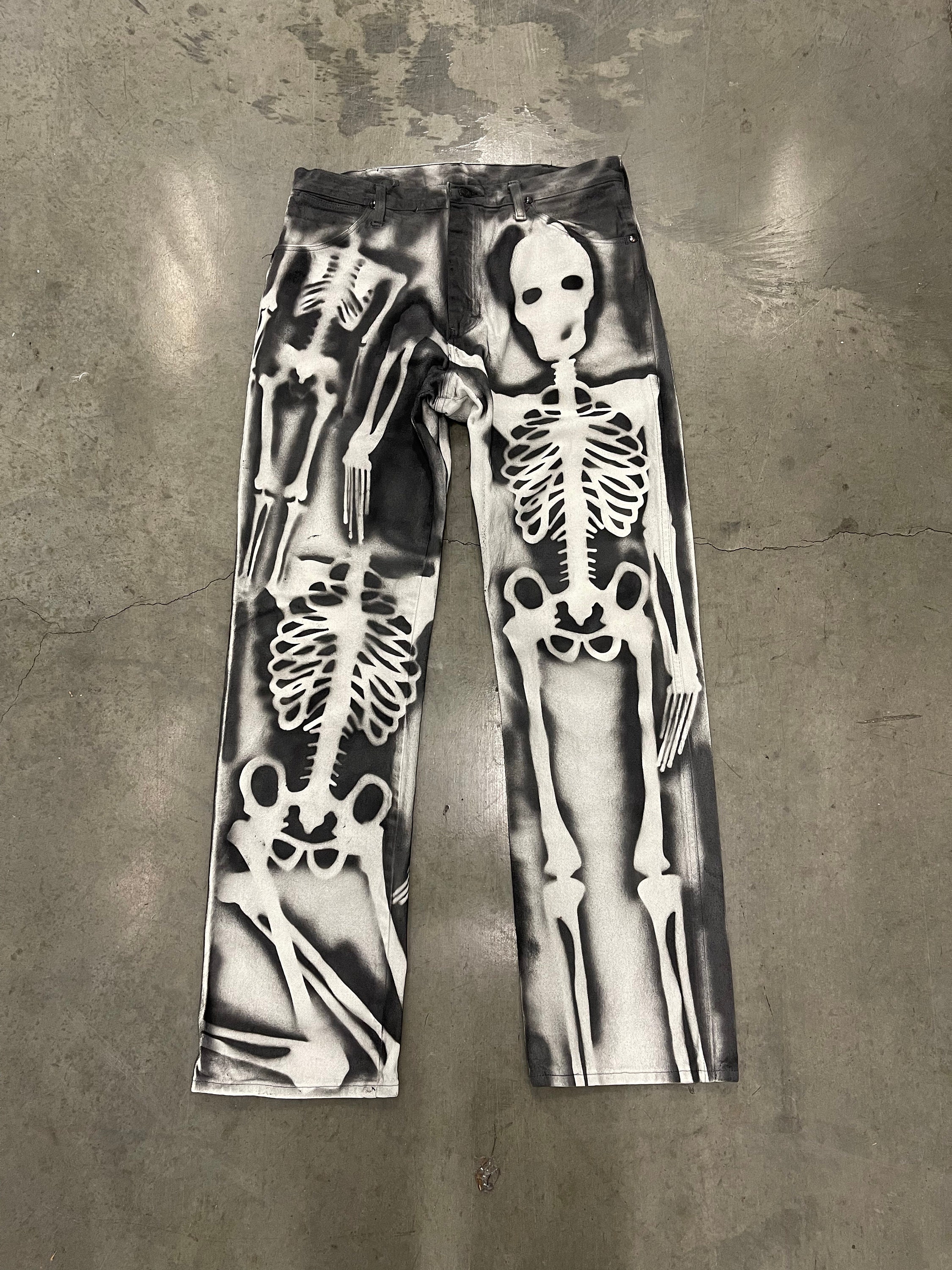 Bluesin's "osteology" Skeleton Painted Denim Jeans - Etsy