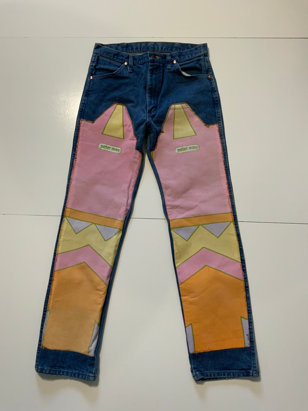 Vintage Reworked Peter Max Chaps Art Denim Patchwork Wrangler Jeans - Etsy