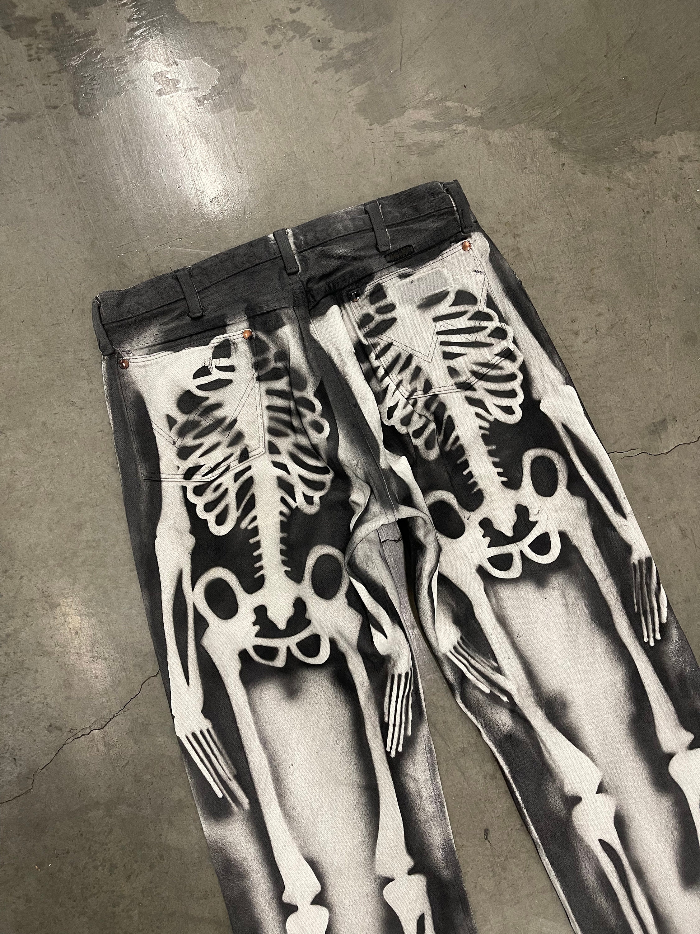 Bluesin's "osteology" Skeleton Painted Denim Jeans - Etsy