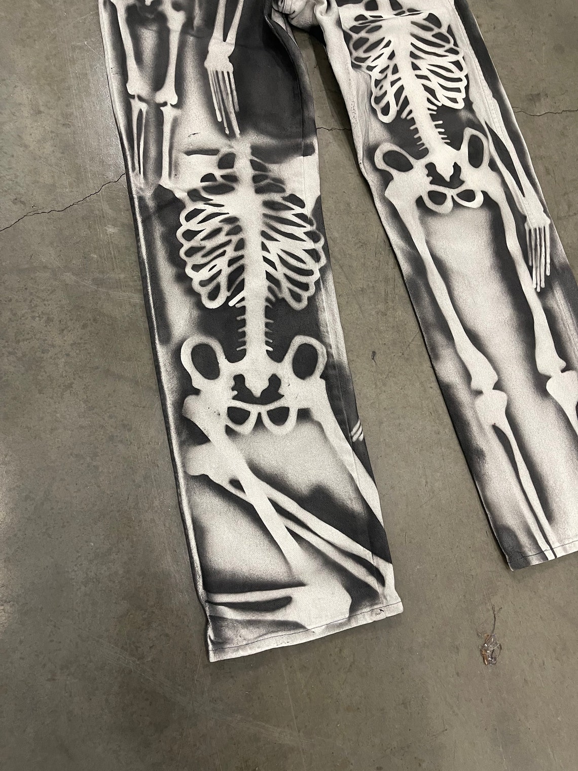 Bluesin's "osteology" Skeleton Painted Denim Jeans - Etsy