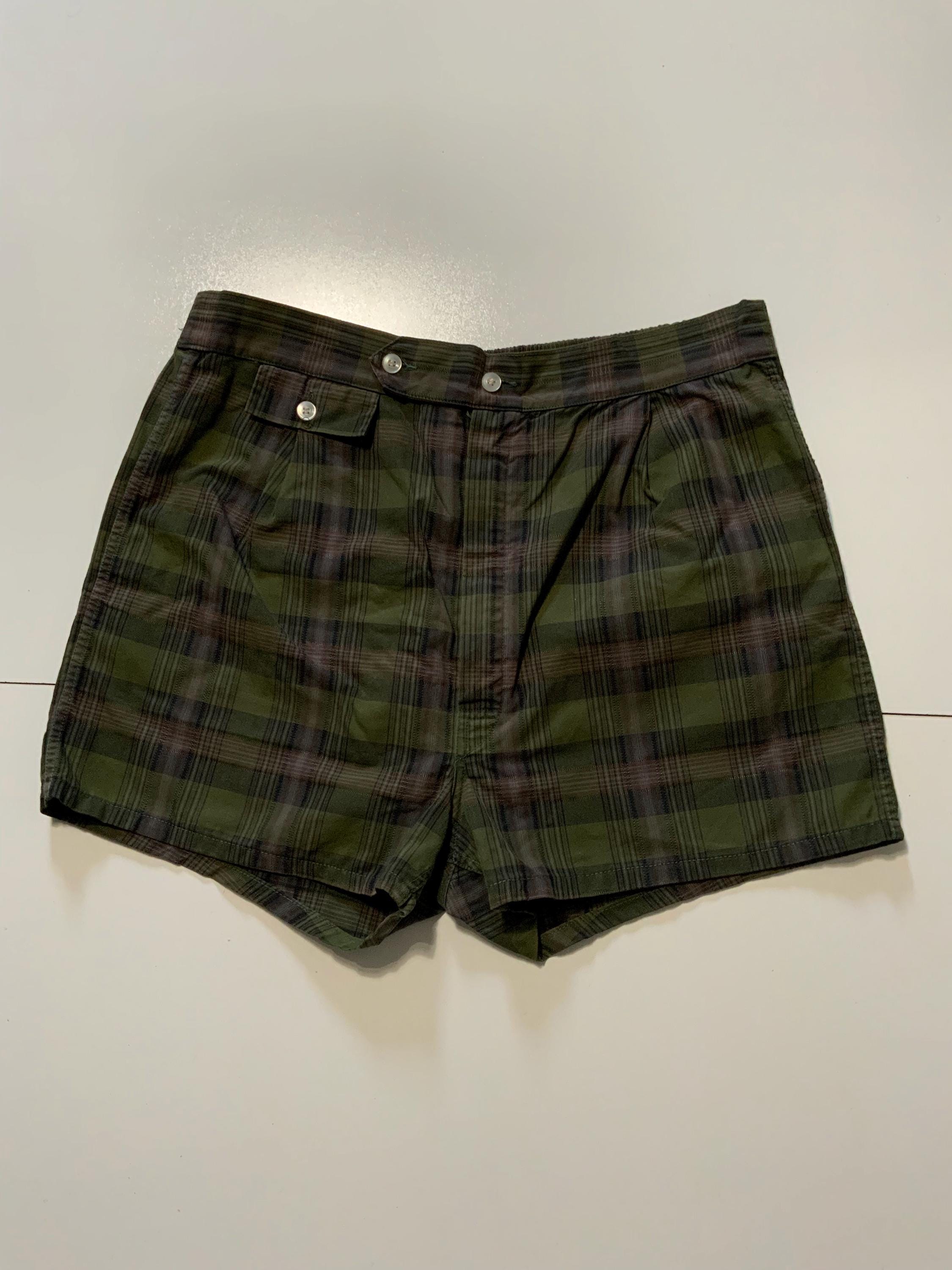 Vintage 50s 60s Sears Roebuck Pilgrim Swimwear Plaid Swim Trunks Beach ...