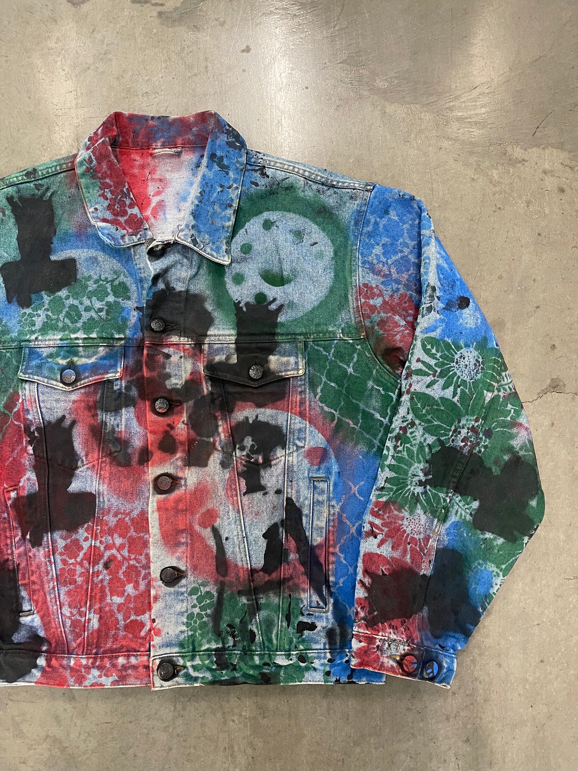 Bluesin's "meanings of Many" Basquiat Painted Denim Jacket - Etsy
