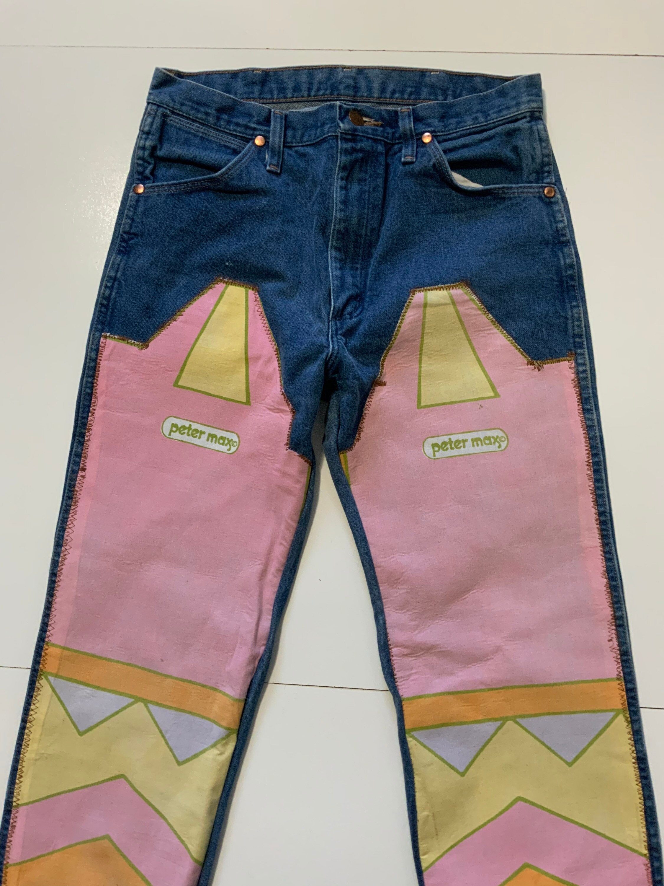 Vintage Reworked Peter Max Chaps Art Denim Patchwork Wrangler Jeans - Etsy