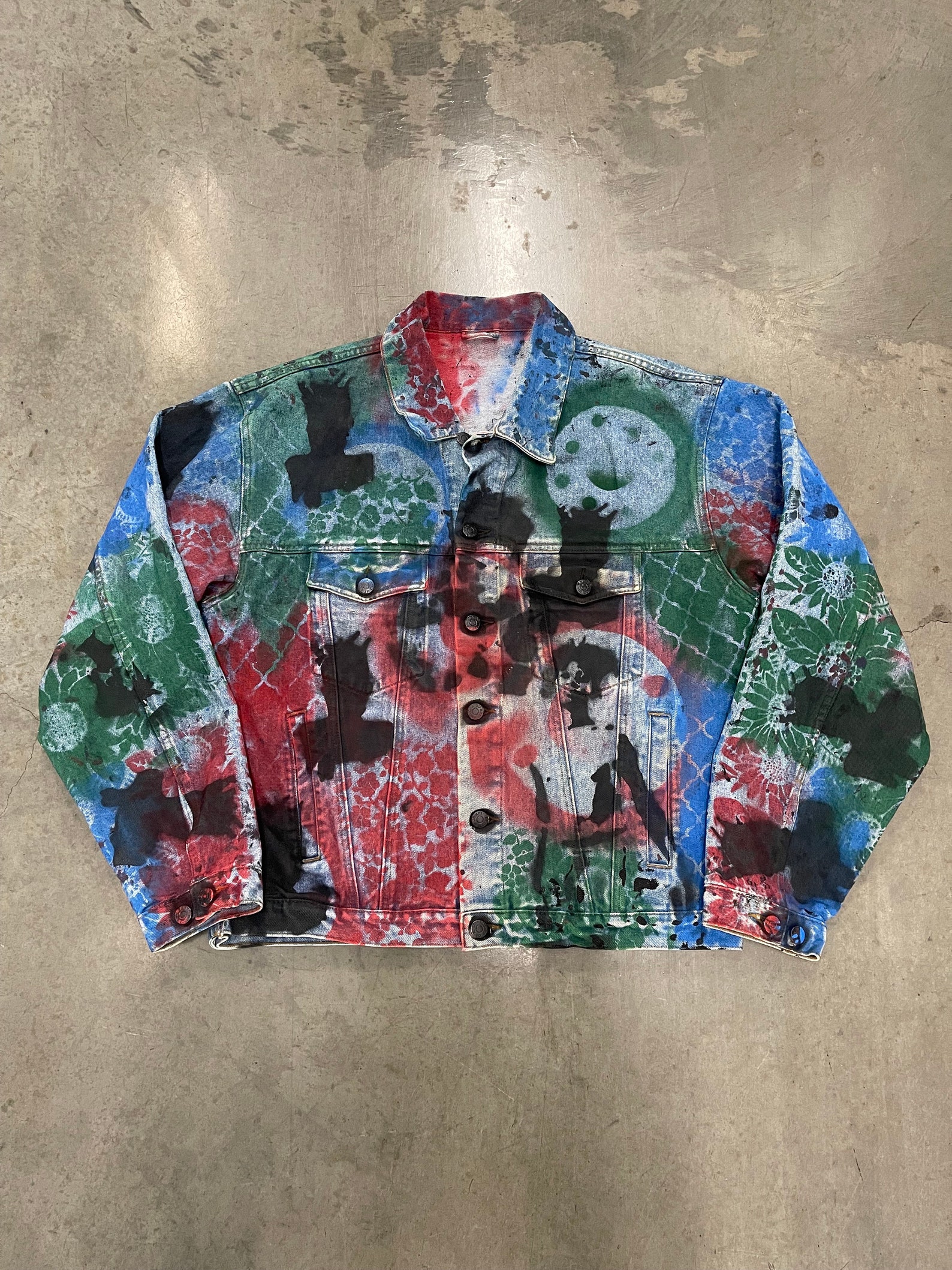 Bluesin's "meanings of Many" Basquiat Painted Denim Jacket - Etsy
