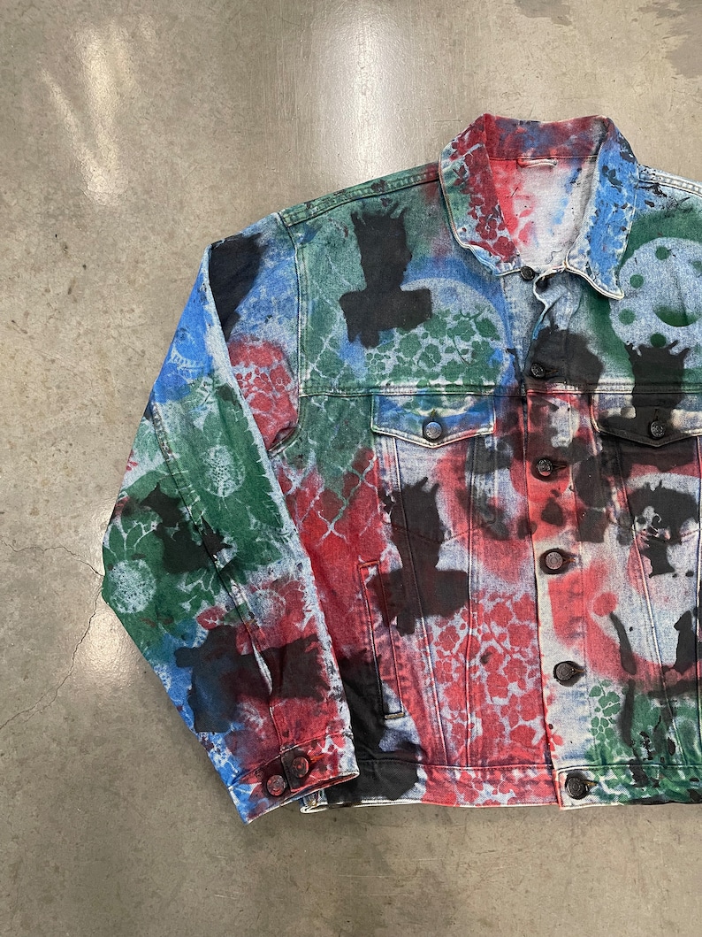Bluesin's "meanings of Many" Basquiat Painted Denim Jacket - Etsy