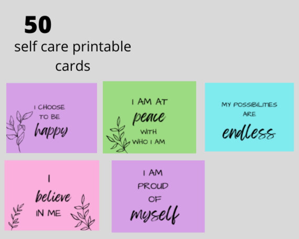 50 Affirmation Cards Digital Download, Mindfulness Affirmations Deck ...