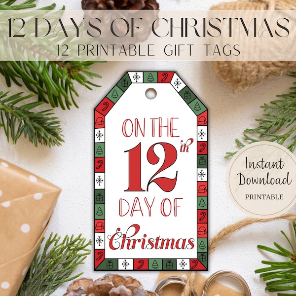 12 Days of Christmas Tags - Etsy