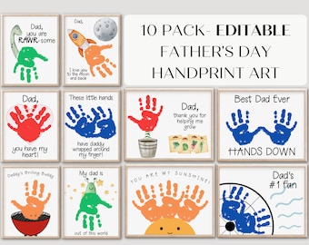 Editable and Printable Father's Day Handprint Craft, 8x10 Gift for Dad ...