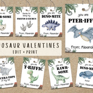 Editable and Printable Dinosaur Valentines Day Tag, Dino Cards Template ...